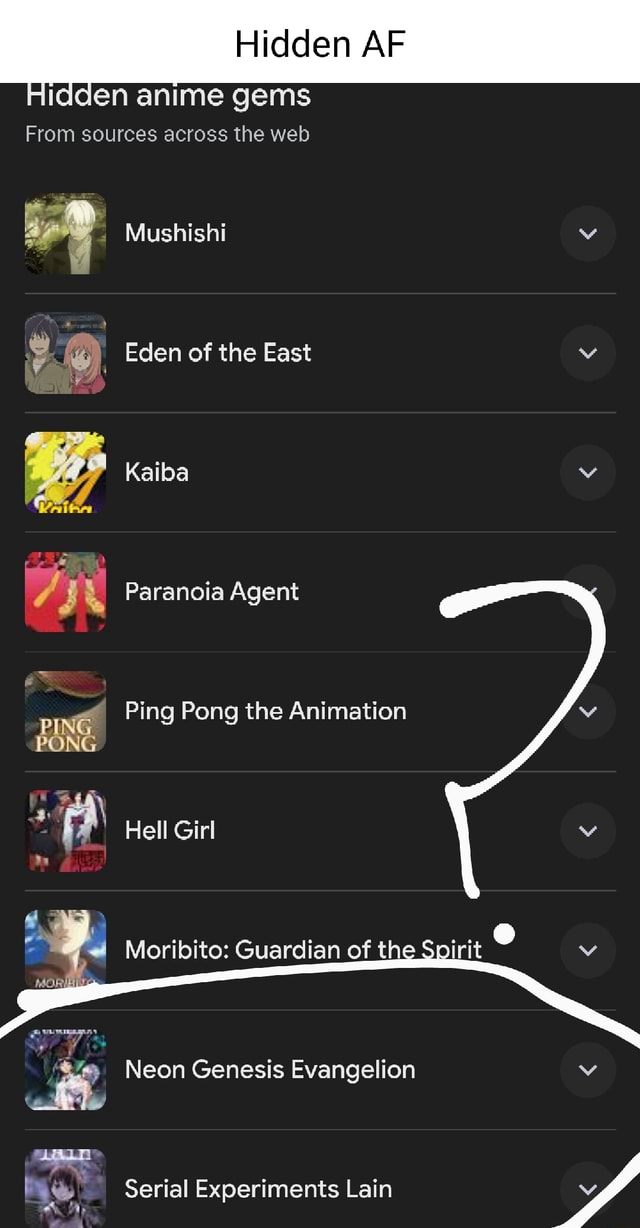 Hidden AF Hidden anime gems From sources across the web Mushishi Eden ...