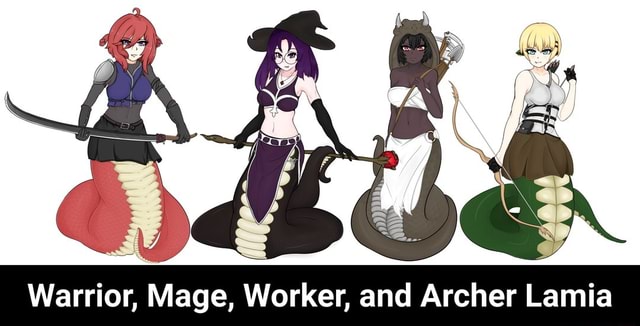 Warrior, Mage, Worker, and Archer Lamia - Warrior, Mage, Worker, and Archer Lamia - iFunny
