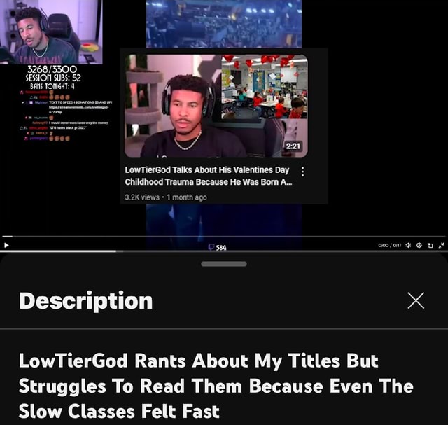 LowTierGod Talks About His Valentines Day : Childhood Trauma Because He ...