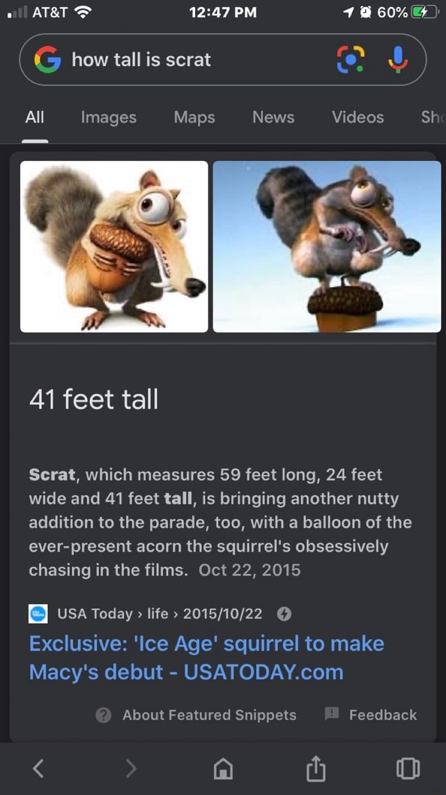 (= how tall is scrat All Images Maps News Videos Sr 41 feet tall Scrat ...