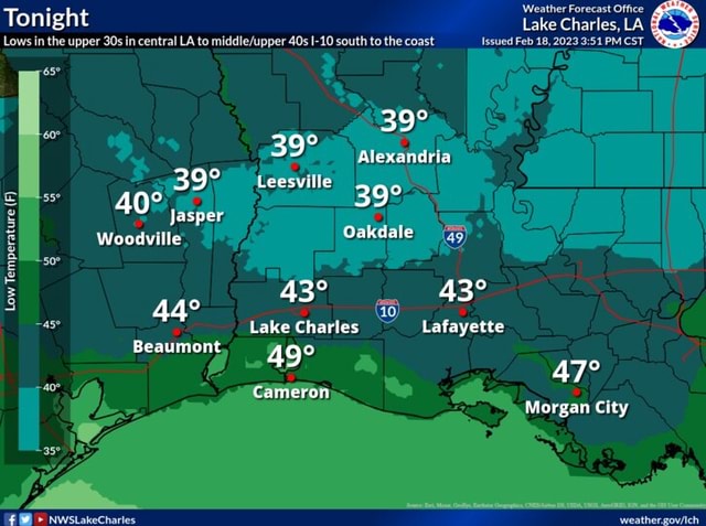 'Weather Forecast Office Tonight Lake Charles, LA Lows in the upper in ...