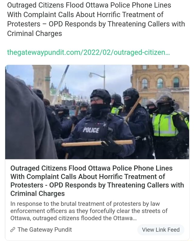 Outraged Citizens Flood Ottawa Police Phone Lines With Complaint Calls ...