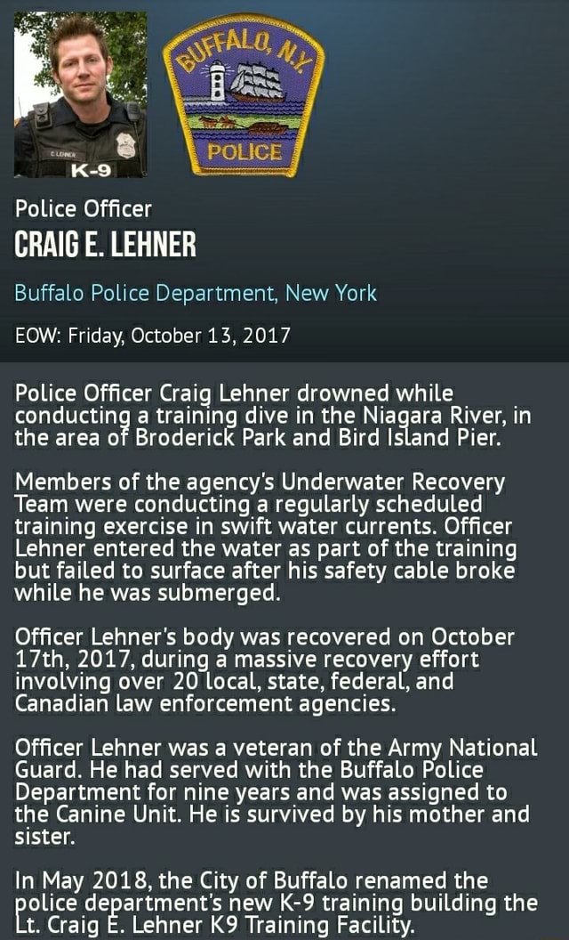 Police Officer CRAIG E. LEHNER Buffalo Police Department, New York EOW ...