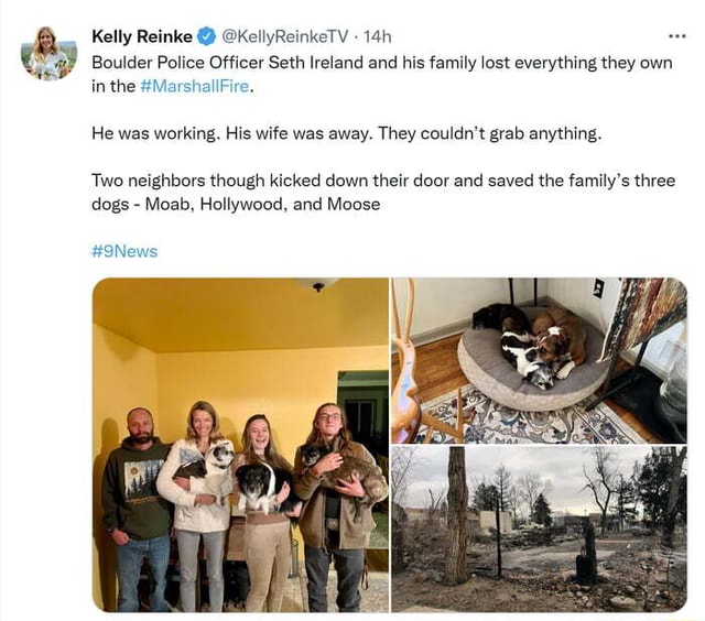 Kelly Reinke Re Boulder Police Officer Seth Ireland and his family lost ...