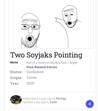 Two Soyjaks Pointing firmed Meme Status: origin Year: Phitipp byZach ...