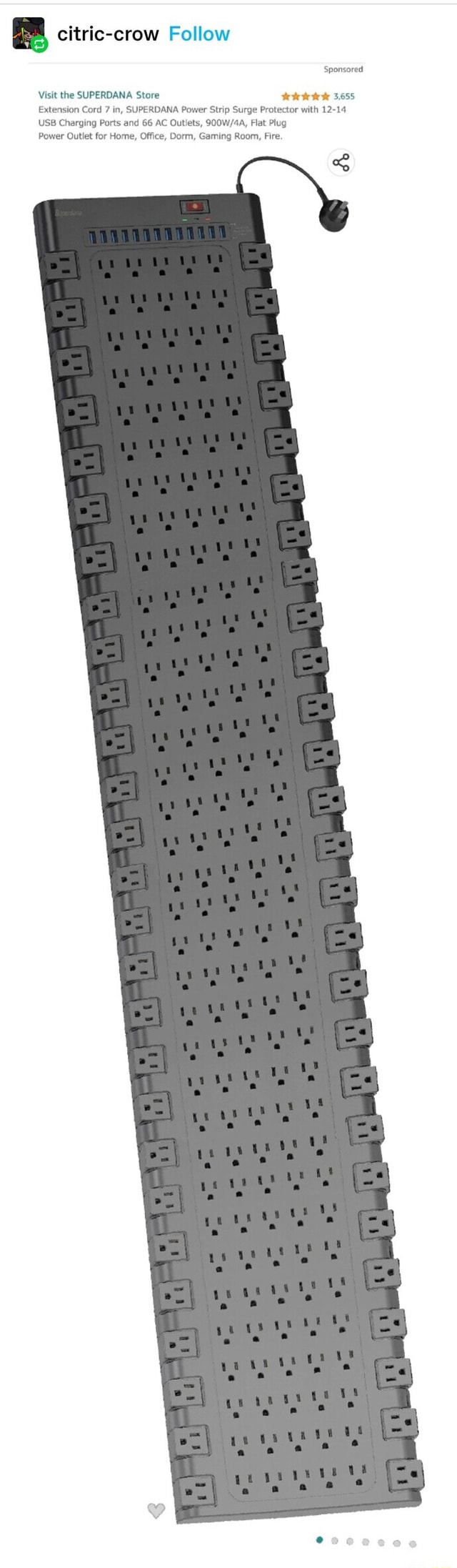 Citric-crow Follow Visit the SUPERDANA Store te 3,655 Extension Cord 7 ...