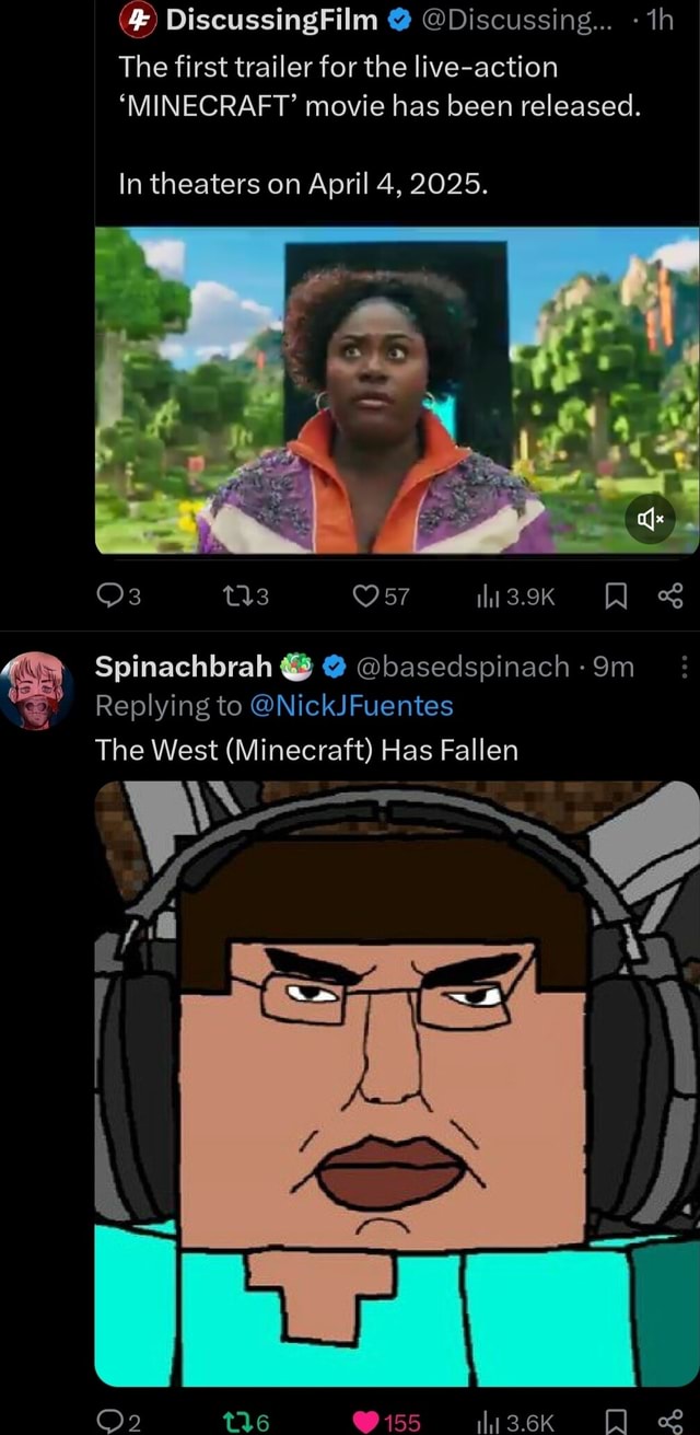 @Discussing... The first trailer for the live-action 'MINECRAFT' movie ...