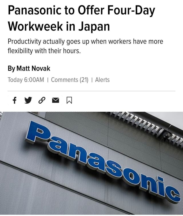 Panasonic to Offer Four-Day Workweek in Japan Productivity actually ...