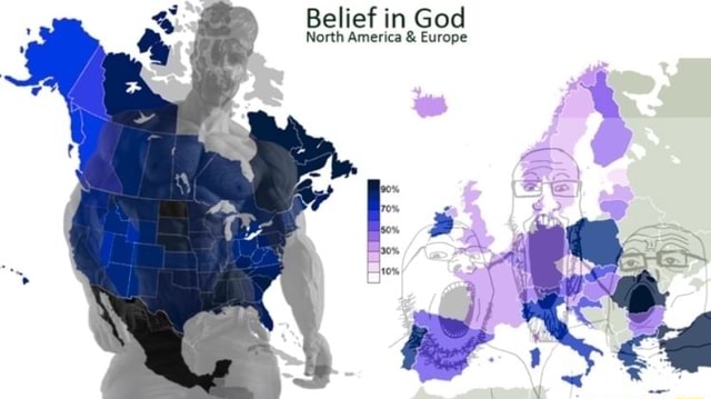 Belief in God North America & Europe - iFunny