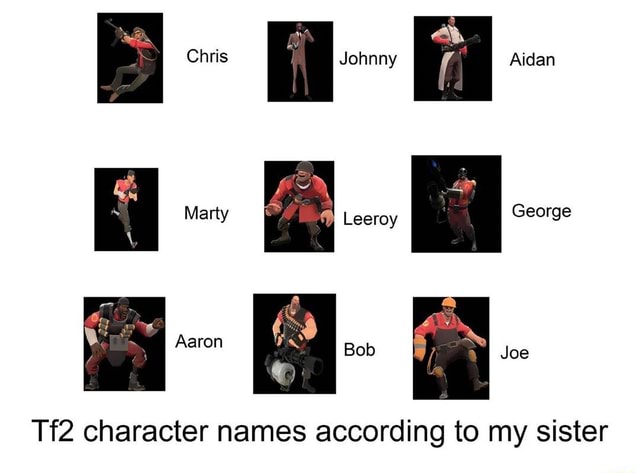 Tf2 character names according to my sister - iFunny
