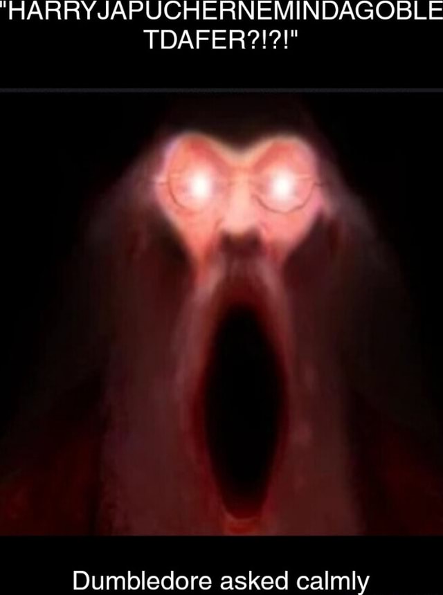 "HARRYJAPUCHERNEMINDAGOBLE TDAFER?!?!" Dumbledore asked calmly - iFunny