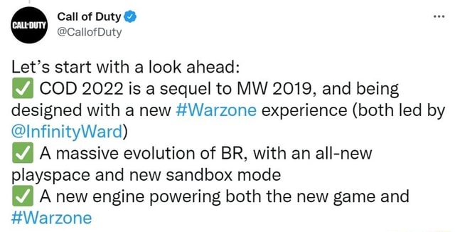 Call of Duty SS Let's start with a look ahead: COD 2022 is a sequel to ...