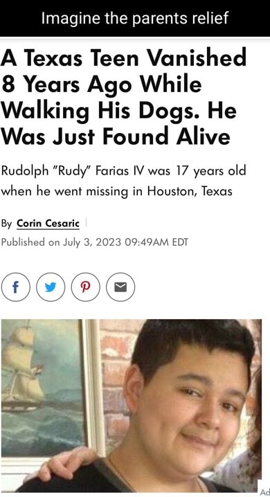 Imagine the parents relief A Texas Teen Vanished 8 Years Ago While ...
