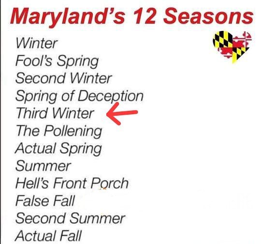YOU ARE HERE 🎯 - Maryland's 12 Seasons Winter her Fool's Spring Second ...