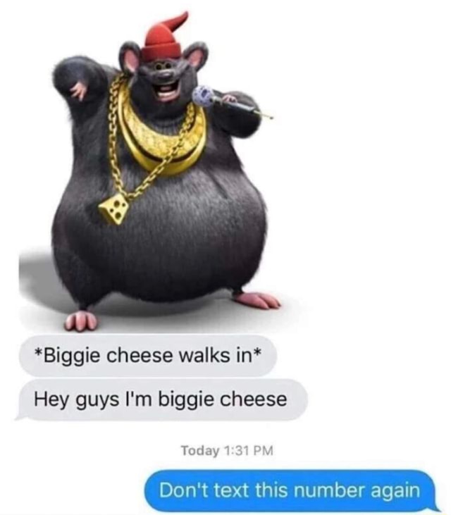 *Biggie cheese walks in* Hey guys I'm biggie cheese Today PM Don't text ...