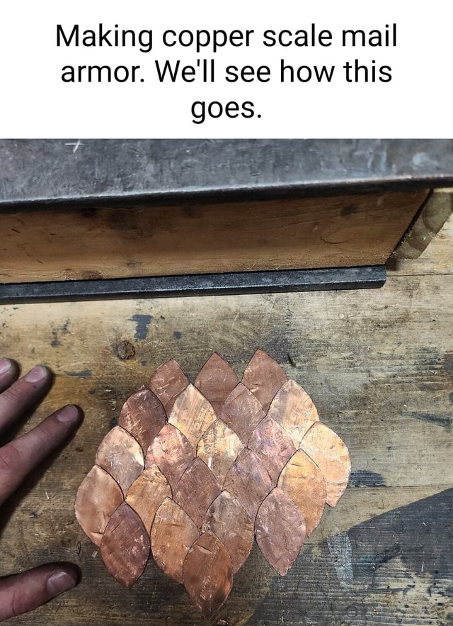 Making copper scale mail armor. We'll see how this goes. - iFunny