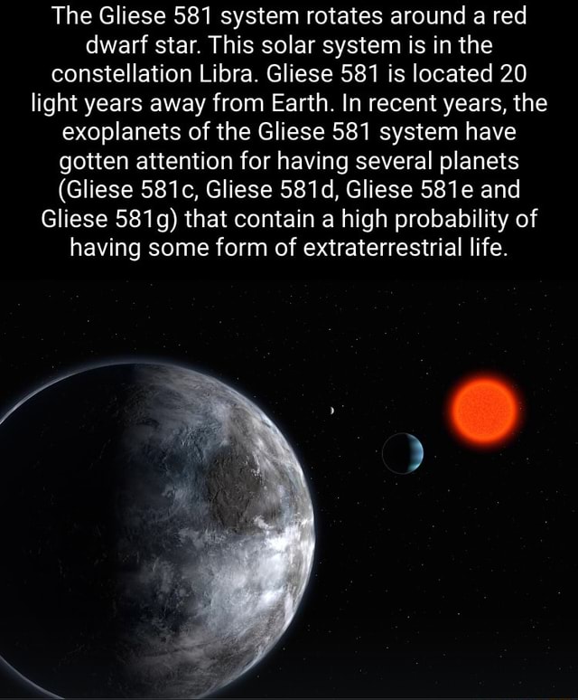 The Gliese 581 system rotates around a red dwarf star. This solar ...