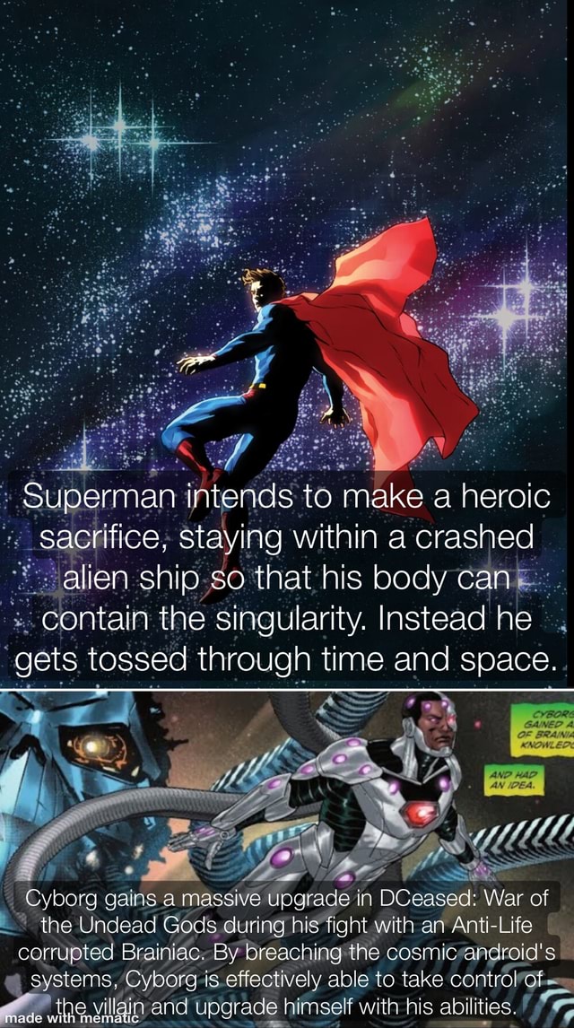 Superman intends to make a heroic sacrifice, staying within a crashed ...