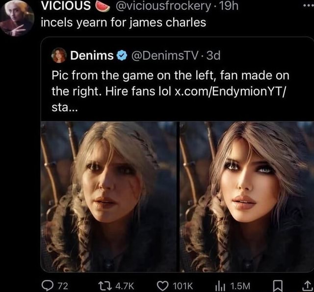 VICIOUS & @viciousfrockery incels yearn for james charles Denims ...