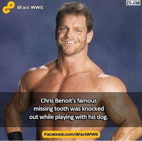Chris Benoit's famous missing tooth was knocked out while playing with ...