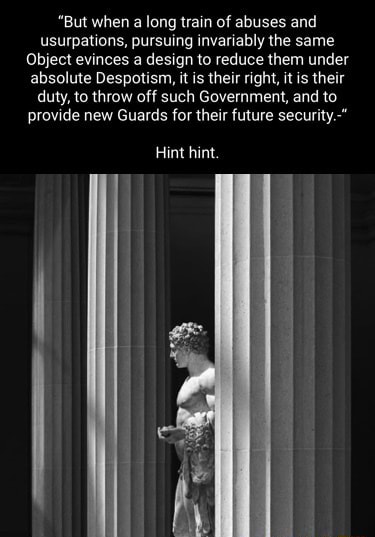 "But when a long train of abuses and usurpations, pursuing invariably ...