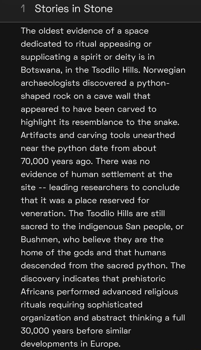 Stories in Stone The oldest evidence of a space dedicated to ritual ...