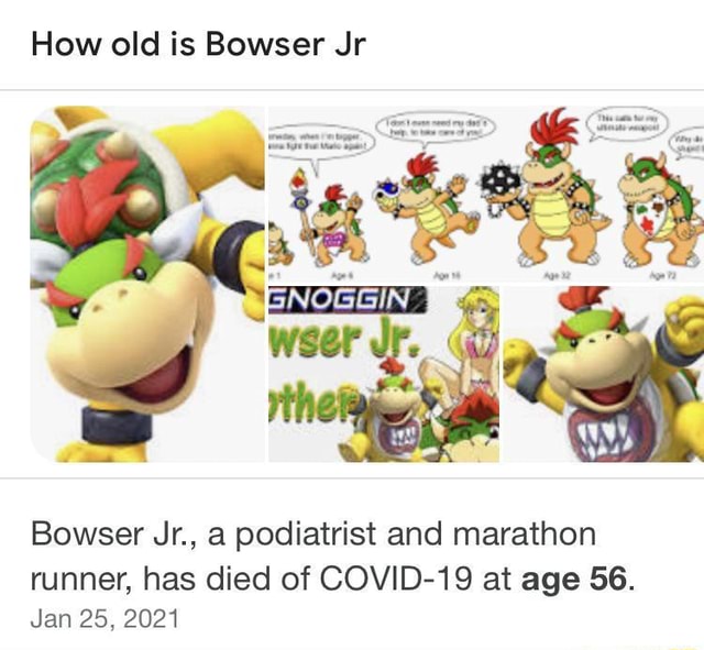 How old is Bowser Jr Weer weor Bowser Jr., a podiatrist and marathon ...