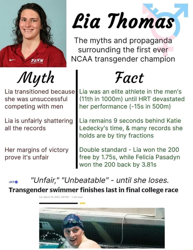 Lia Thomas The myths and propaganda surrounding the first ever NCAA ...