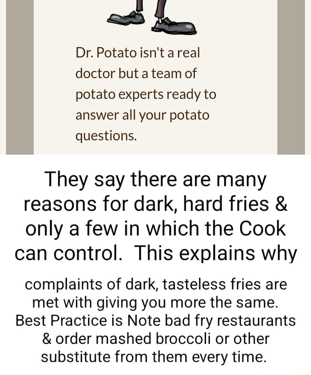 Dr. Potato isn't a real doctor but a team of potato experts ready to ...