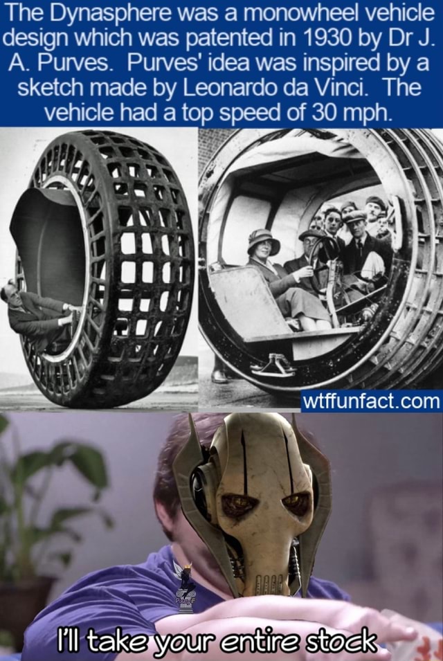 The Dynasphere was a monowheel vehicle design which was patented in ...