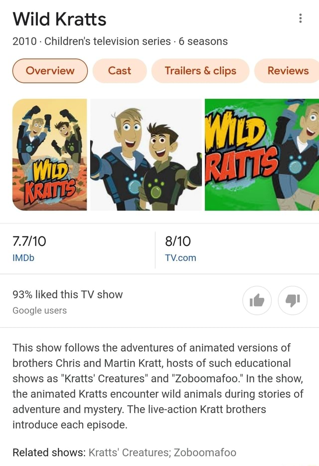 Wild Kratts 2010 - Children's television series 6 seasons Overview Cast ...