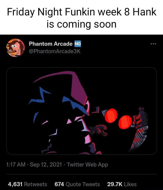 Friday Night Funkin week 8 Hank is coming soon NG Phantom Arcade NG ...