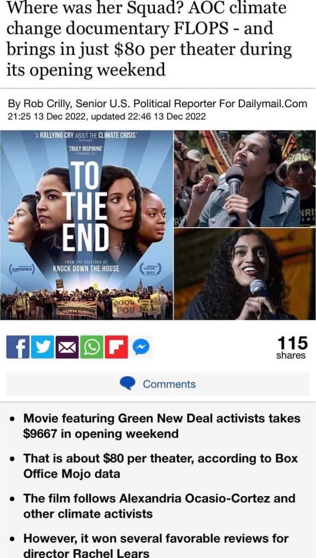 Where was her Squad? AOC climate change documentary FLOPS - and brings ...