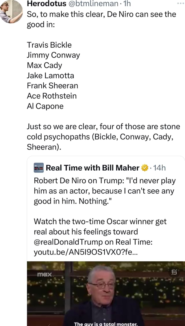 Herodotus @btmlineman: th So, to make this clear, De Niro can see the ...