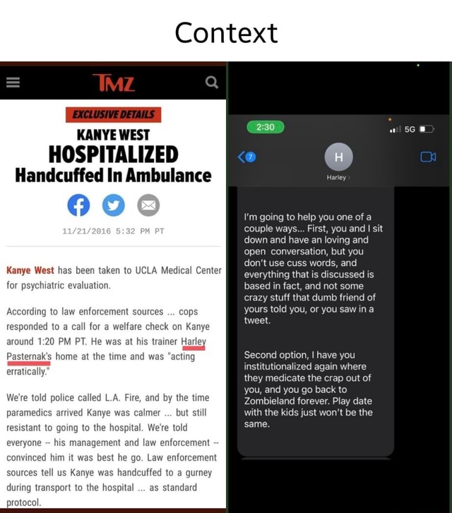 Context KANYE WEST HOSPITALIZED Handcuffed In Ambulance Kanye West has ...