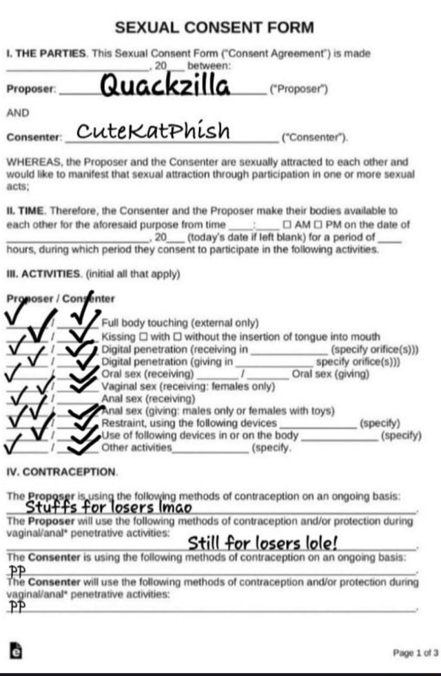 SEXUAL CONSENT FORM THE PARTIES. This Sexual Consent Form ("Consent ...