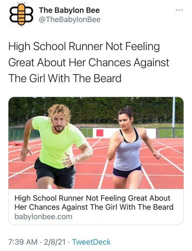 The Babylon Bee High School Runner Not Feeling Great About Her Chances ...