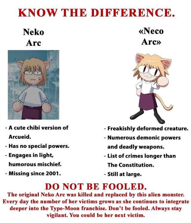 KNOW THE DIFFERENCE. Neko "Neco Are Are" - Acute chibi version of ...