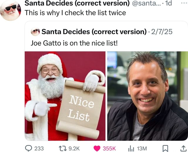 Santa Decides (correct version) @santa...: This is why I check the list ...
