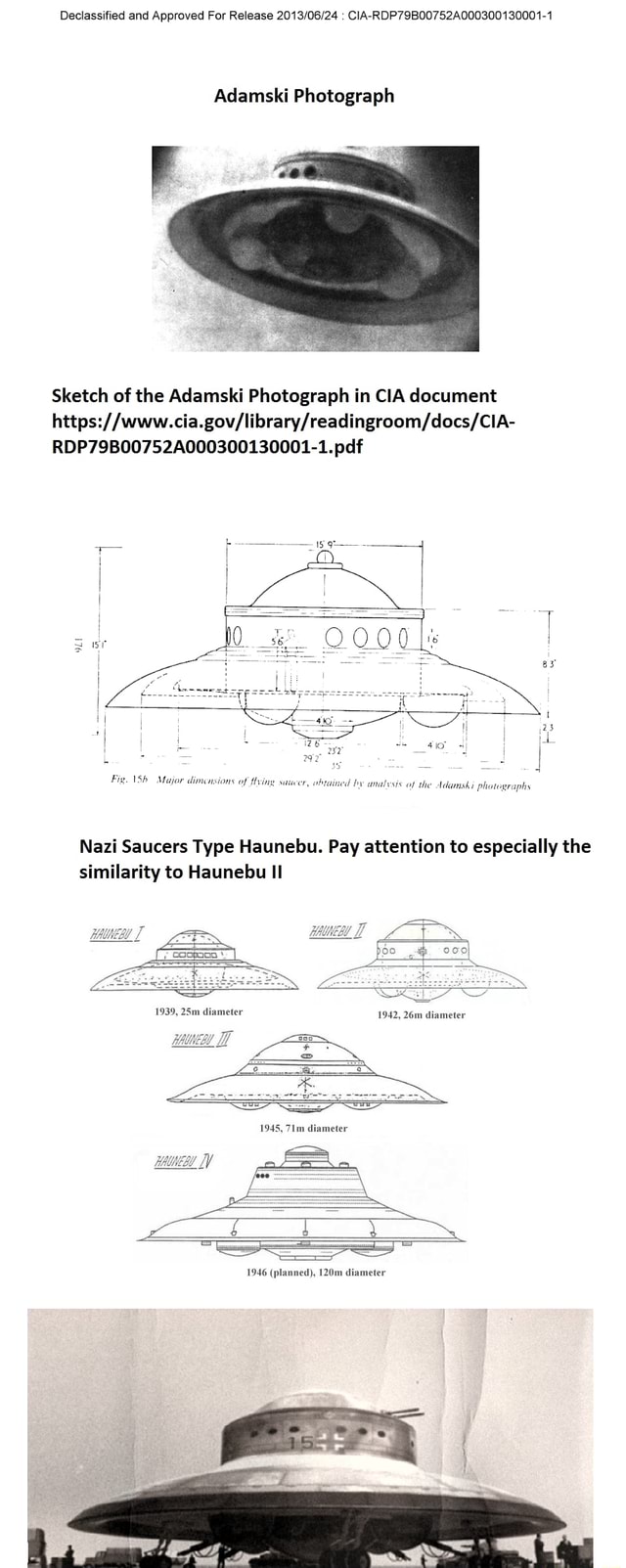 Adamski Photograph Sketch of the Adamski Photograph in CIA document ...