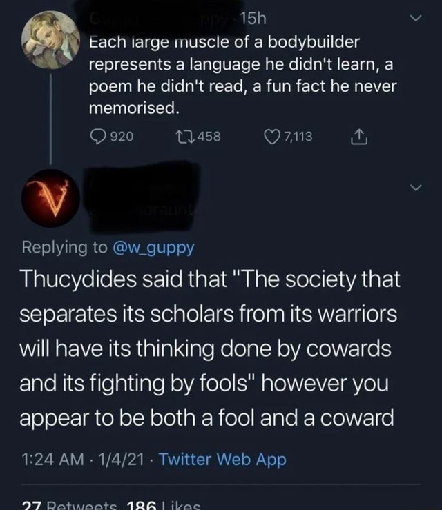 Each large muscle of a bodybuilder represents a language he didn't ...