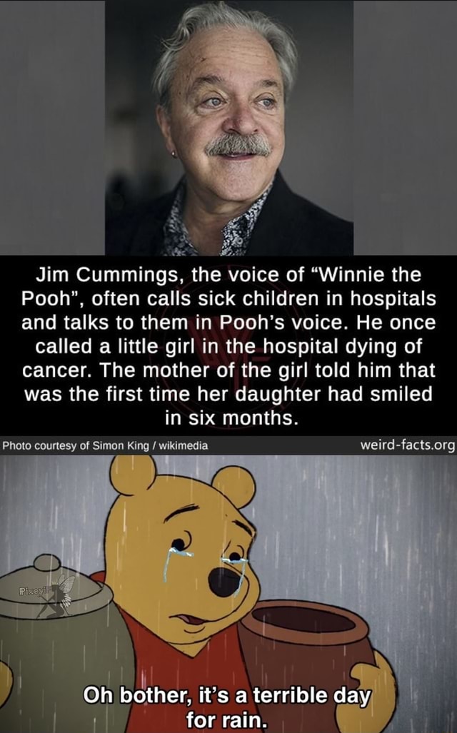Jim Cummings, the voice of "Winnie the Pooh", often calls sick children ...