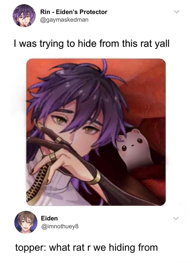 Rin - Eiden's Protector @gaymaskedman I was trying to hide from this ...