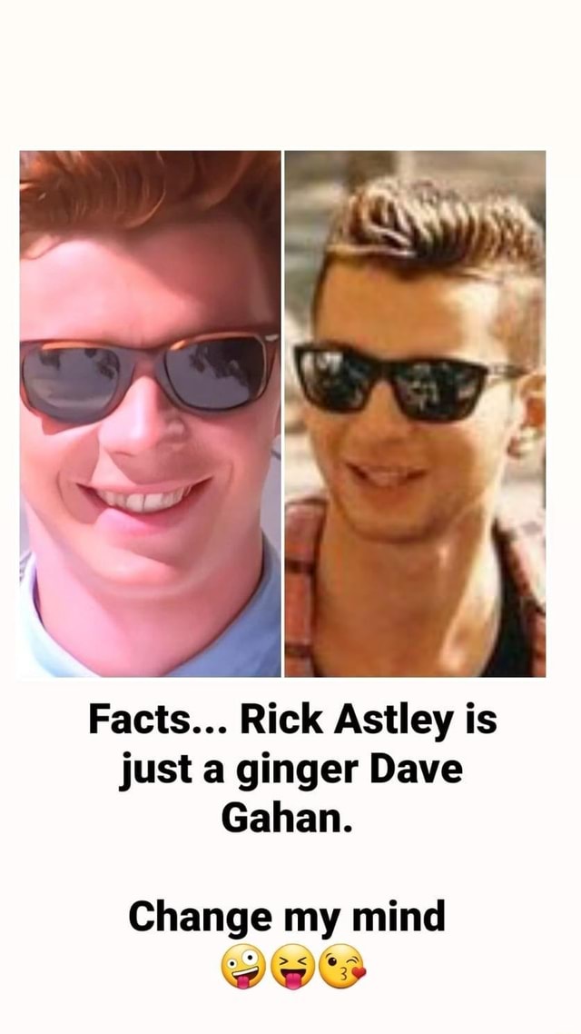 Facts... Rick Astley is just a ginger Dave Gahan. Change my mind - iFunny
