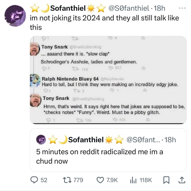 Sofanthiel-@: im not joking its 2024 and they all still talk like this ...