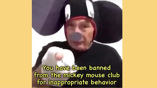 You been banned from ha mickey mouse club for inappropriate iate ...