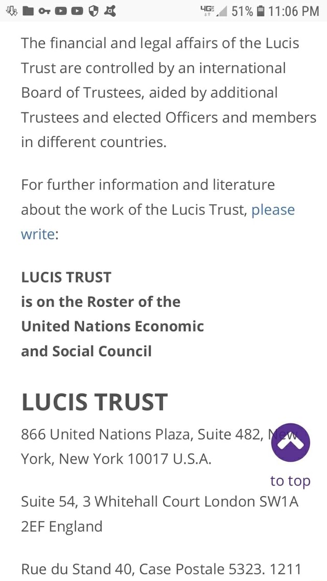 RES Kom od ES On The financial and legal affairs of the Lucis Trust are ...