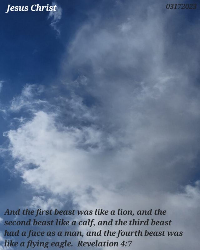Jesus Christ the first beast was like lion, and the leas hike ike a ...