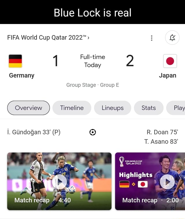 Blue Lock is real FIFA World Cup Qatar Today Full-time 2 Germany Japan ...