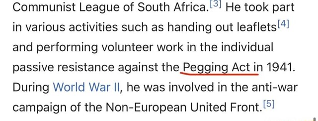 Communist League of South Africa.! He took part in various activities ...